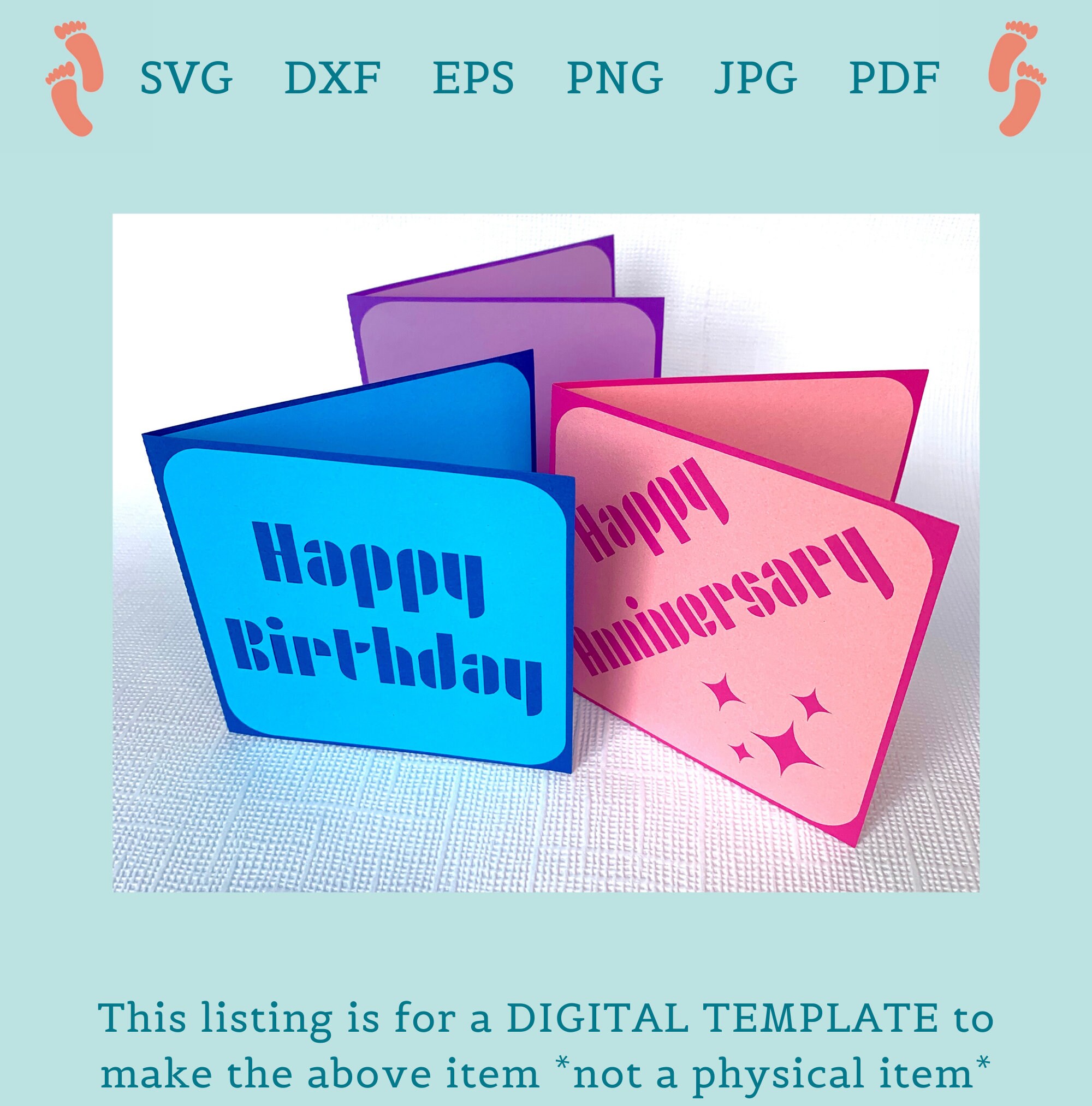 3 Digital Card Templates happy Birthday Happy Anniversary & - Etsy