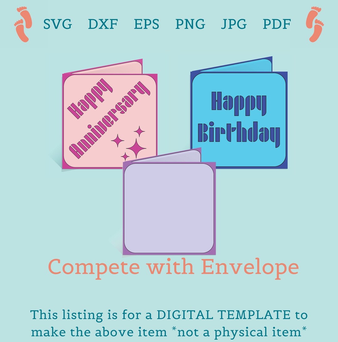 3 Digital Card Templates happy Birthday Happy Anniversary & - Etsy