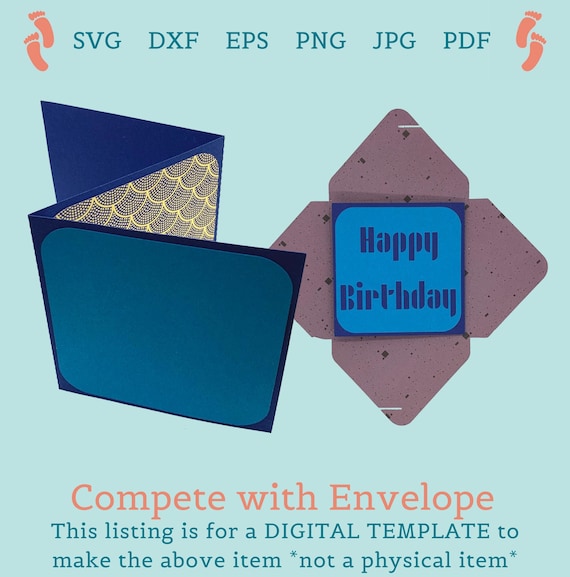 Digital Blank Card Template SVG Folds to 3.75 Square Both - Etsy