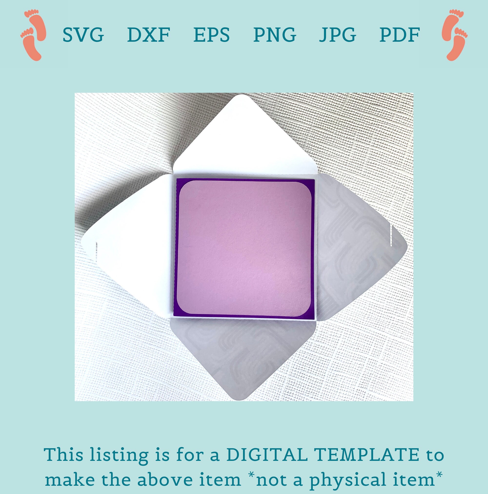 Digital Blank Square Card SVG Complete With Envelope (4.75x4.75 ...