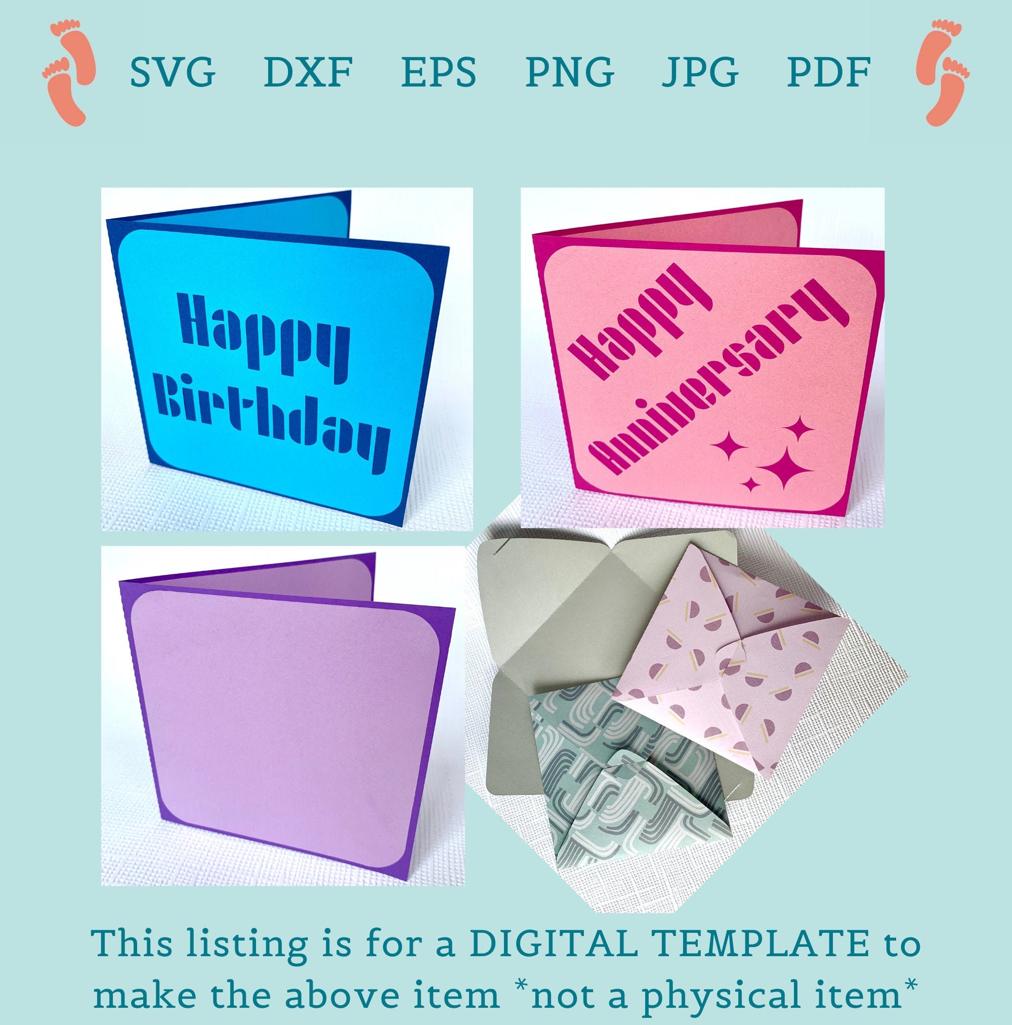 3 Digital Card Templates happy Birthday Happy Anniversary & - Etsy