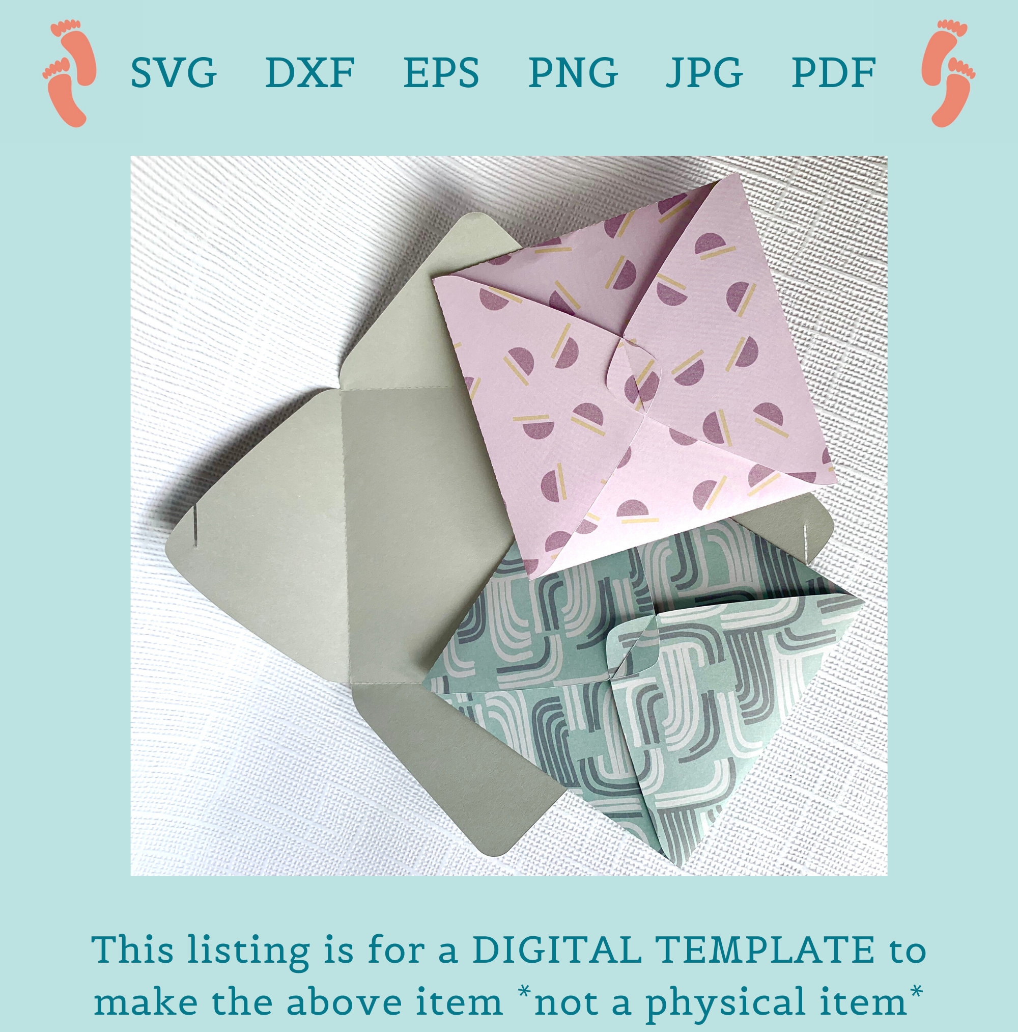 Digital Blank Square Card SVG Complete With Envelope (4.75x4.75 ...