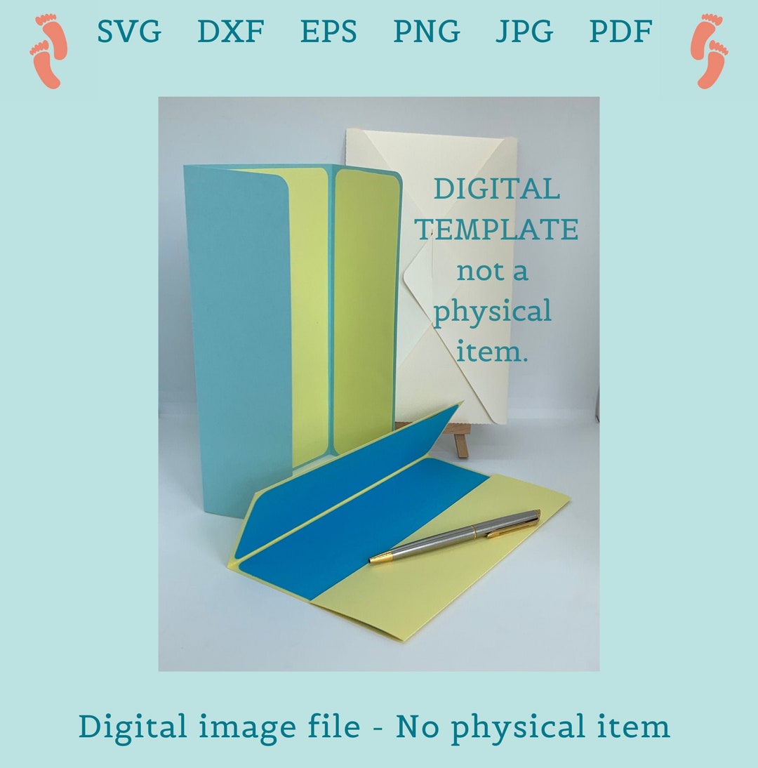 Centre Gate Fold Card SVG Template – 5x8.5 Inch With Envelope (digital ...
