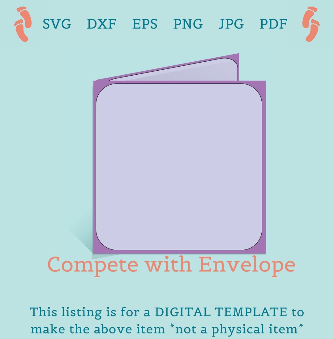 Digital Blank Square Card SVG Complete With Envelope (4.75x4.75 ...
