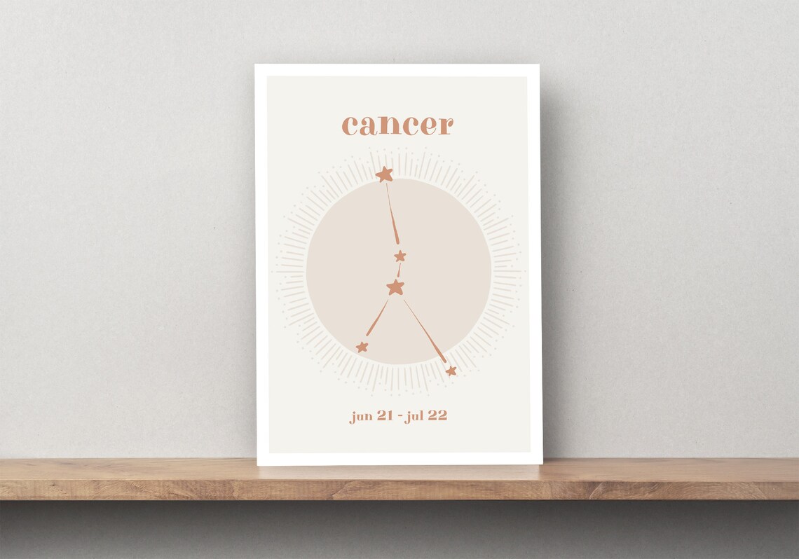 Printable Cancer Card Zodiac Signs Greeting Card - Etsy