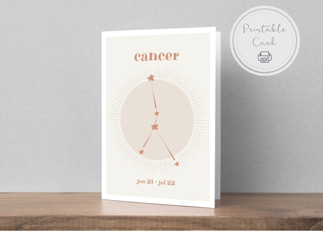 Printable Cancer Card Zodiac Signs Greeting Card - Etsy