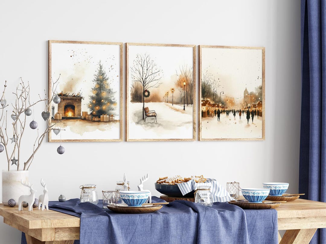 Cozy Winter Wonderland Printable Christmas Art Prints Set of 3 Digital ...