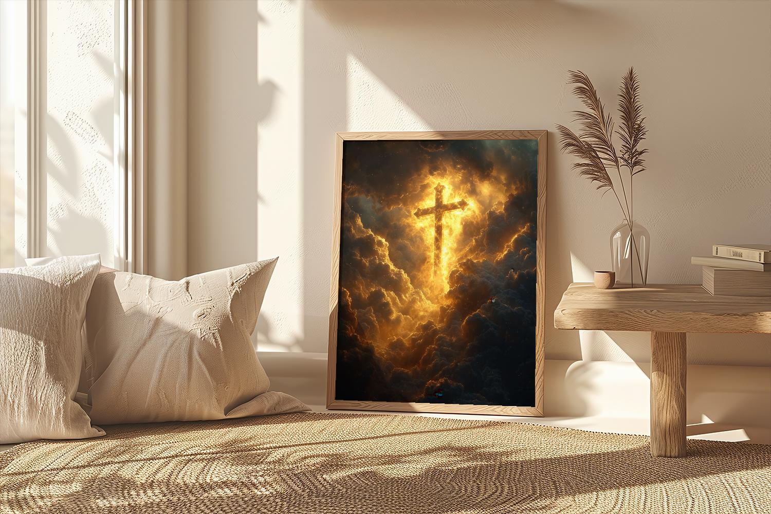Christian Digital Art Cross in Radiance, Spiritual Light, Inspiring ...