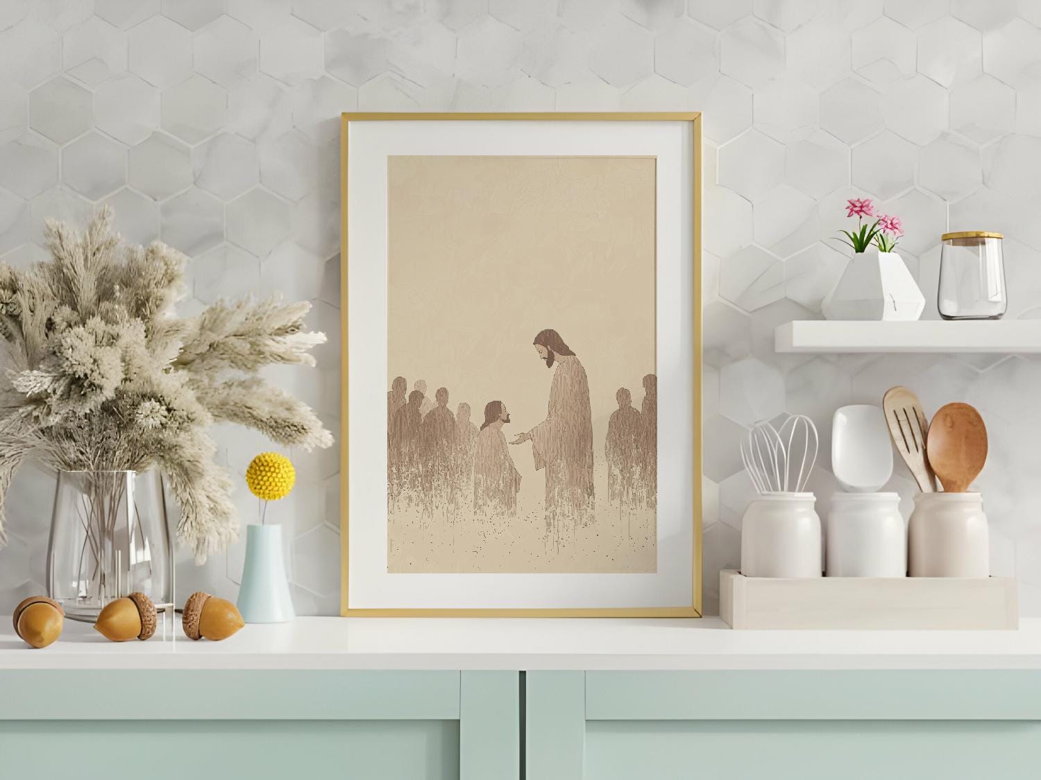 Jesus Illustration, Inspirational Art, Biblical Wall Decor, Spiritual ...