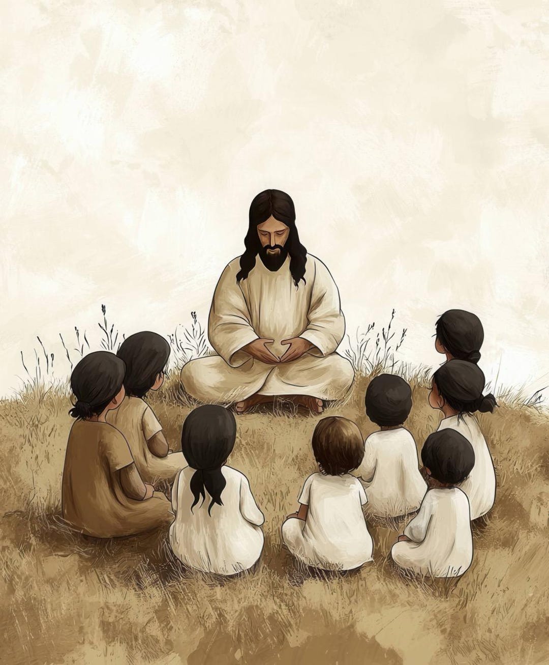 Jesus With Children Digital Art Print, Christian Home Decor ...