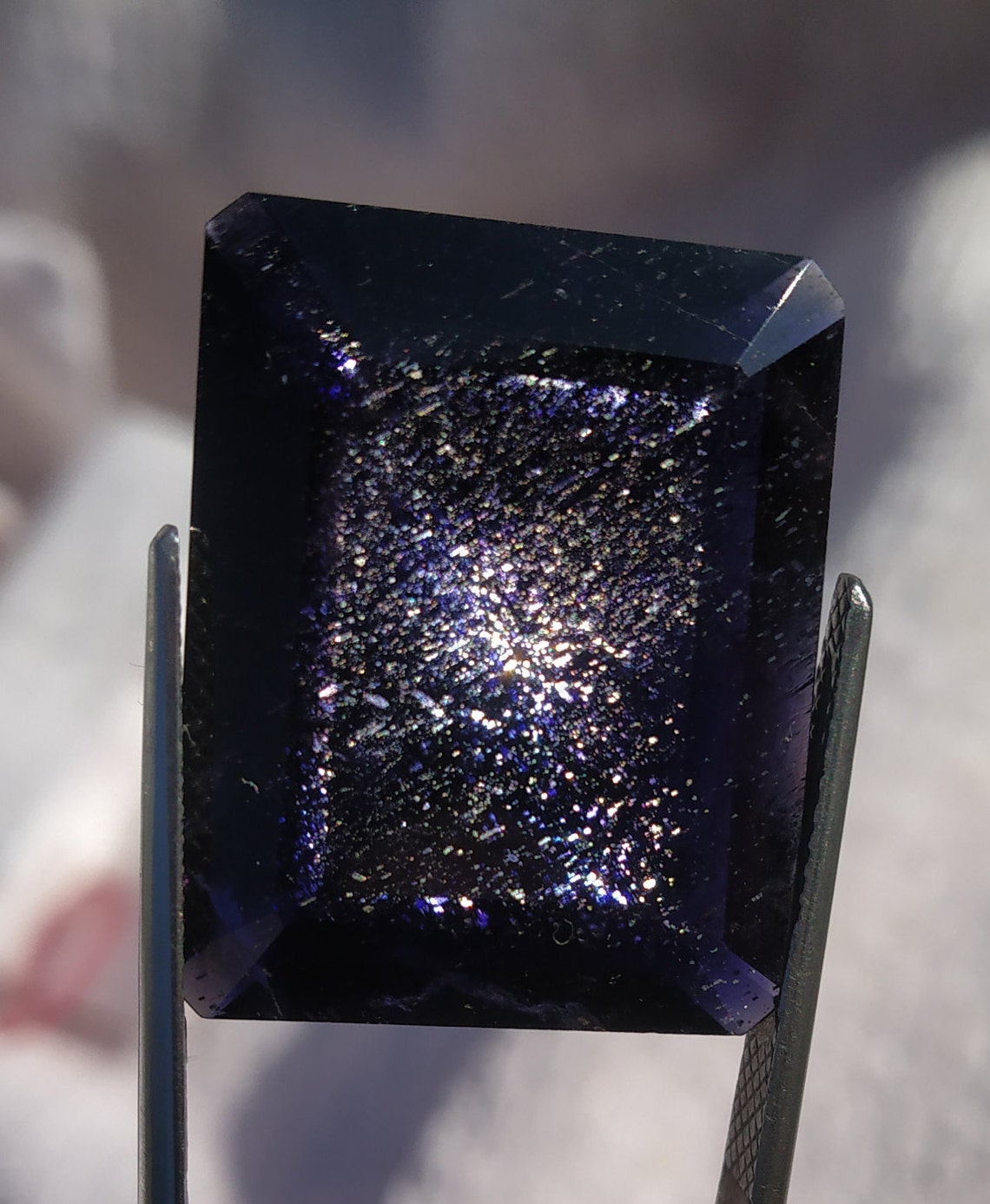 Natural iolite Sunstone faceted octagon shape loose gemstone | Etsy