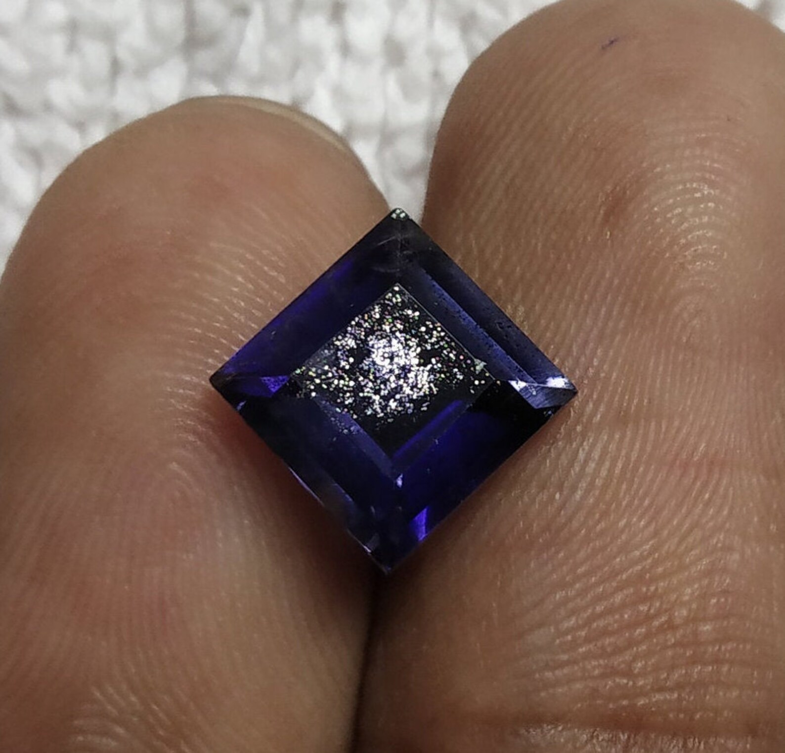 Natural iolite Sunstone faceted Square shape gemstone 2.10 | Etsy