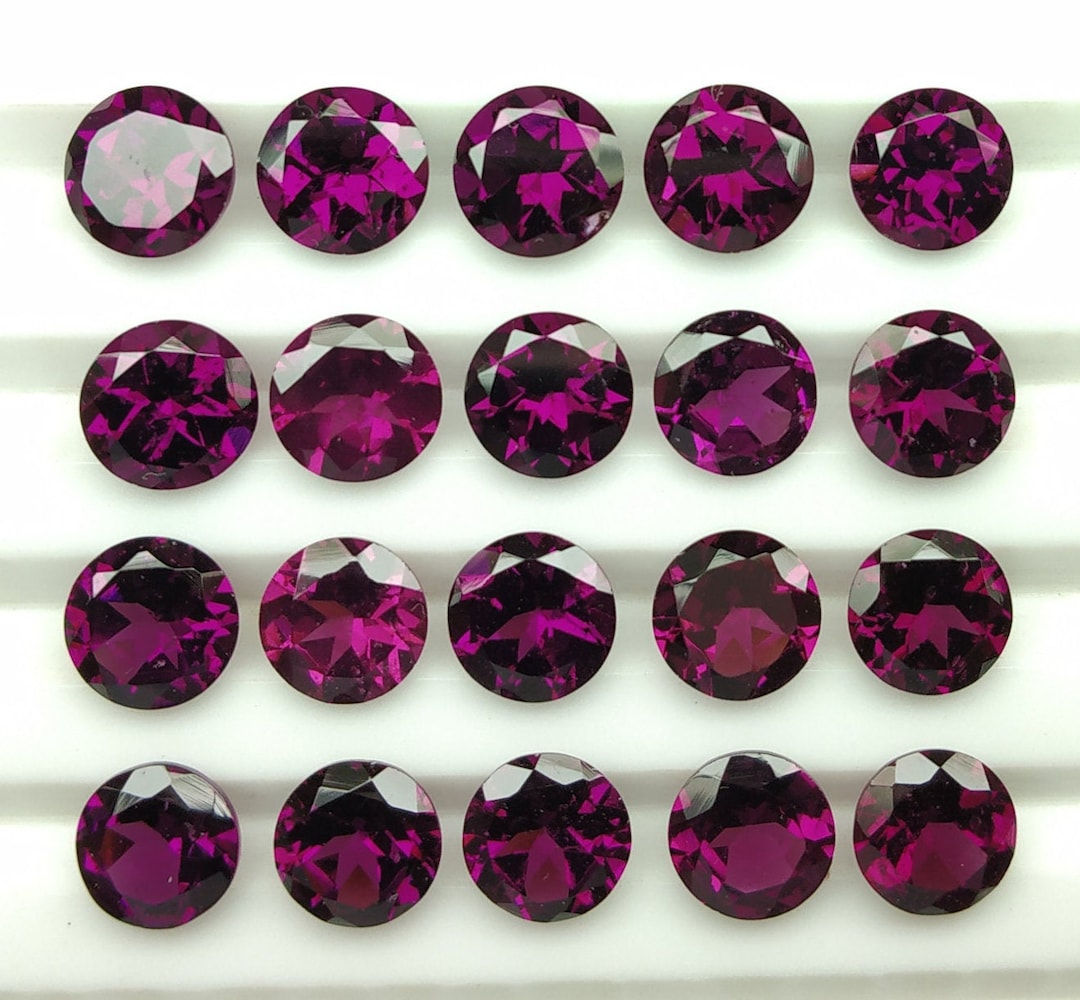 Granate rodolita púrpura natural facetado Forma redonda piedra preciosa ...