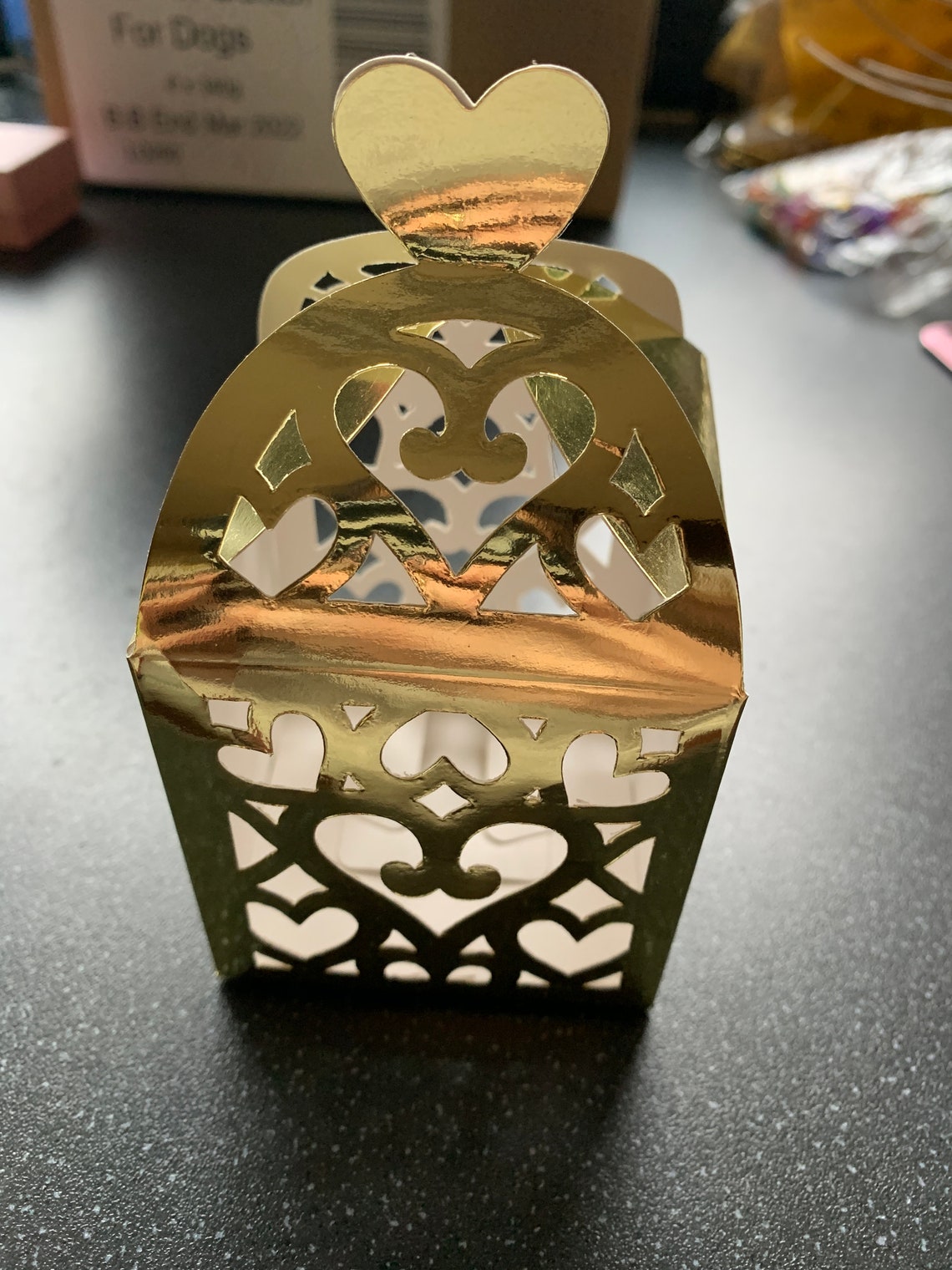 5 Gift Boxes Gold Pattern Laser Cut Thick Paper for Gifting, Favours ...