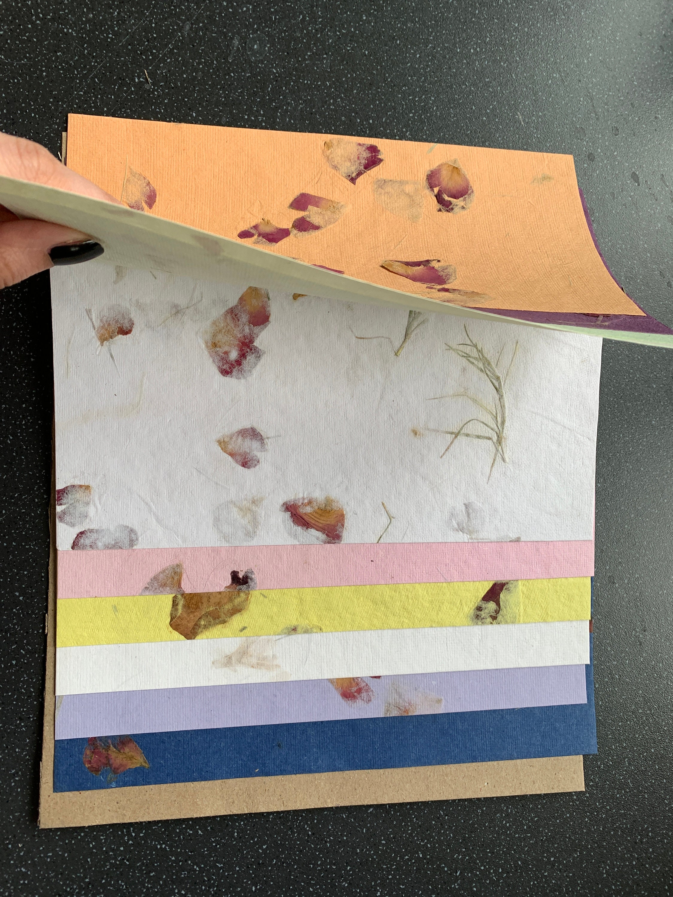10 Sheets Handmade Paper With Dried Flowers 19cmx9.5cm for Decoration ...
