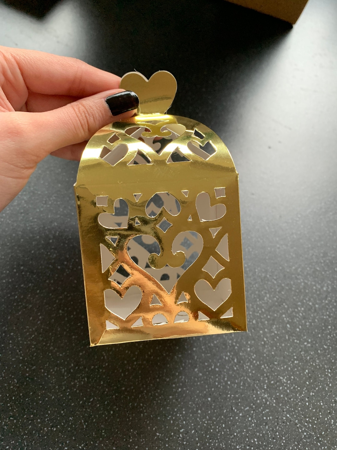 5 Gift Boxes Gold Pattern Laser Cut Thick Paper for Gifting, Favours ...