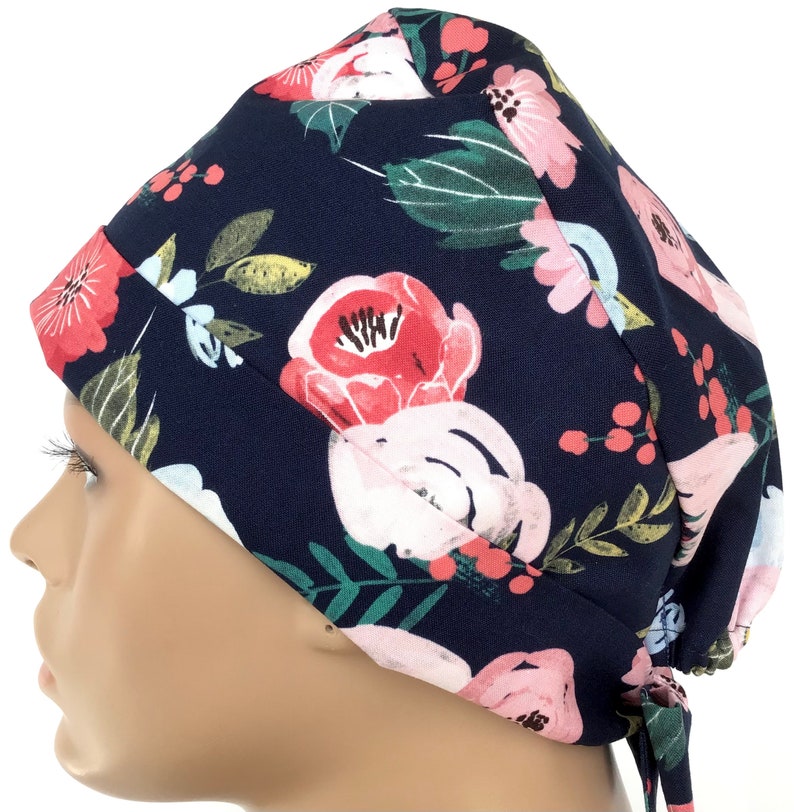 Womens Pixie Style Tie Back Scrub Hat/floral Scrub - Etsy