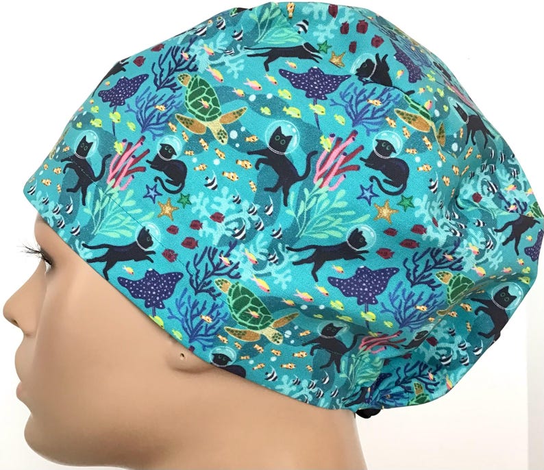 Scuba Cat Scrub Cap: Euro Style, Adjustable Surgical Hat - Etsy