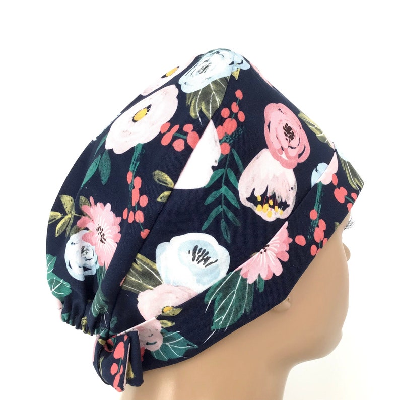 Womens Pixie Style Tie Back Scrub Hat/floral Scrub - Etsy