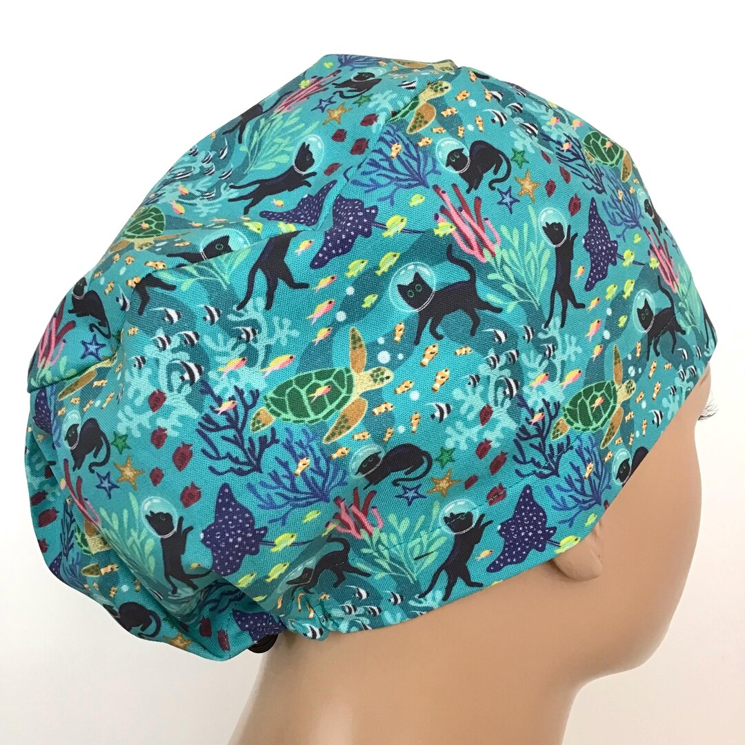 Scuba Cat Scrub Cap: Euro Style, Adjustable Surgical Hat - Etsy