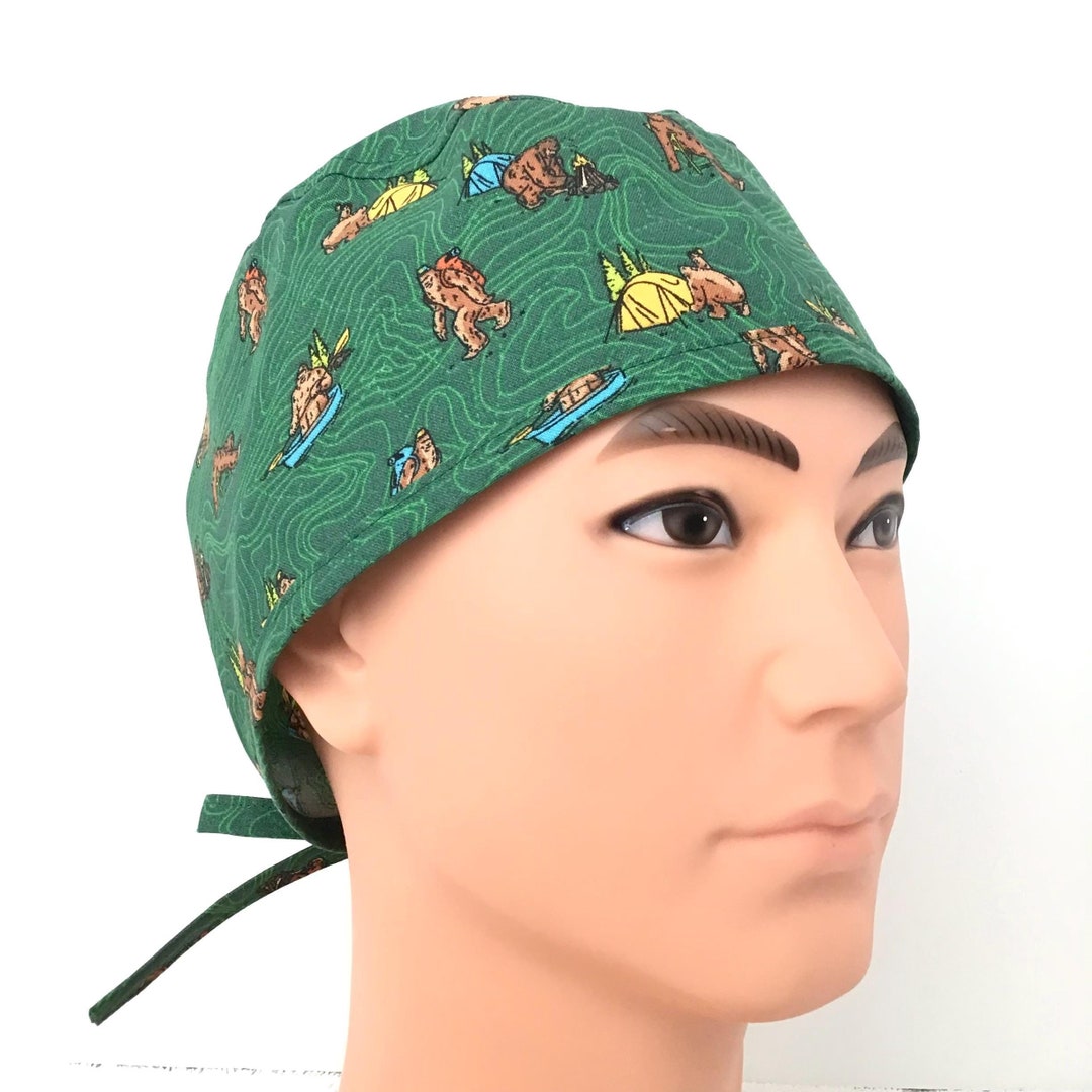 Sasquatch Mens Fitted Scrub Cap/surgical Chemo Chef Veterinary Hat/l&d ...