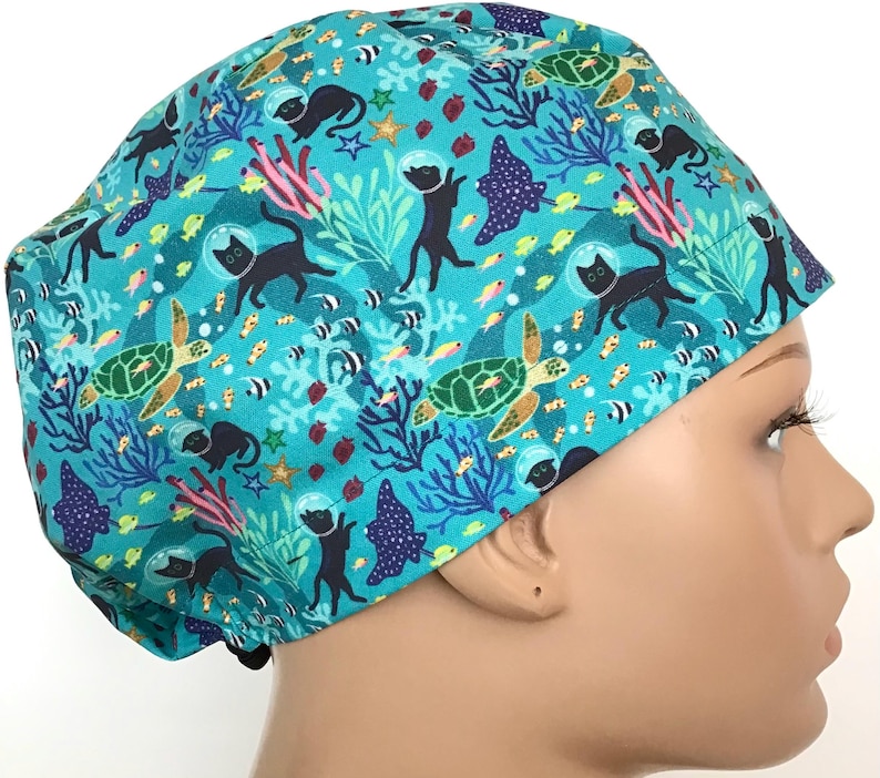 Scuba Cat Scrub Cap: Euro Style, Adjustable Surgical Hat - Etsy