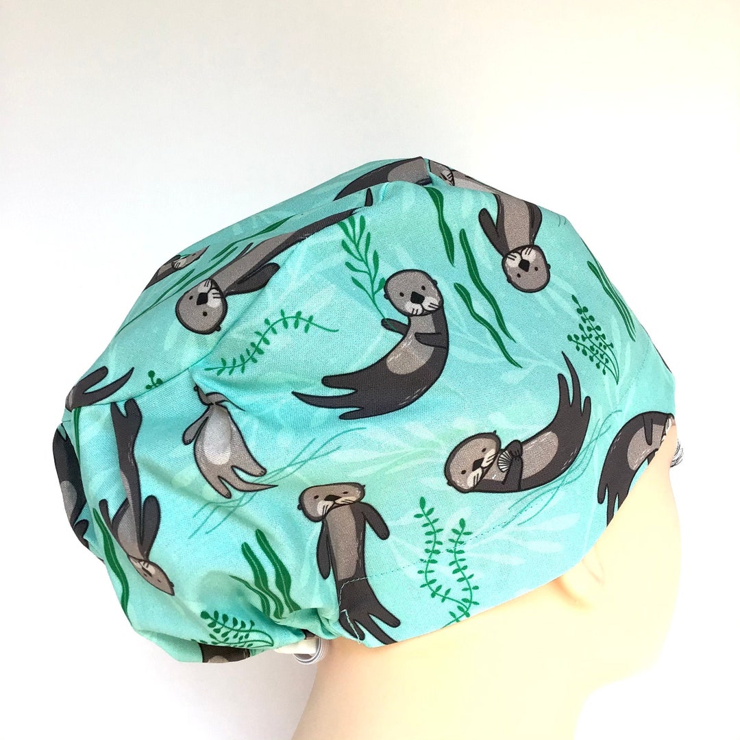 Otters Chilling Euro Scrub Cap/womens Scrub Cap/or Hat/surgical Hat ...