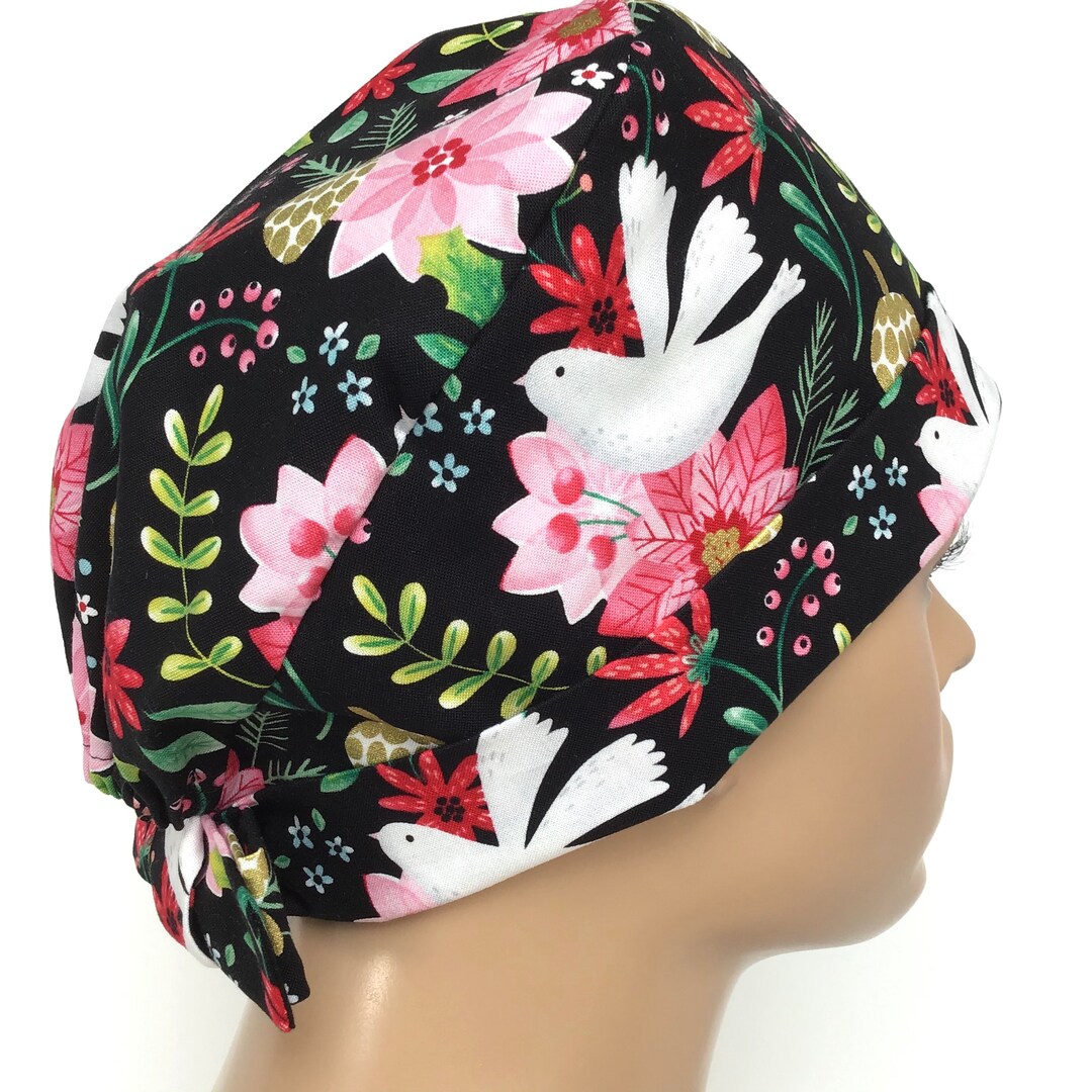 White Doves Pixie Style Tie Back Scrub Hat/ Scrub Cap/surgical Hat With ...