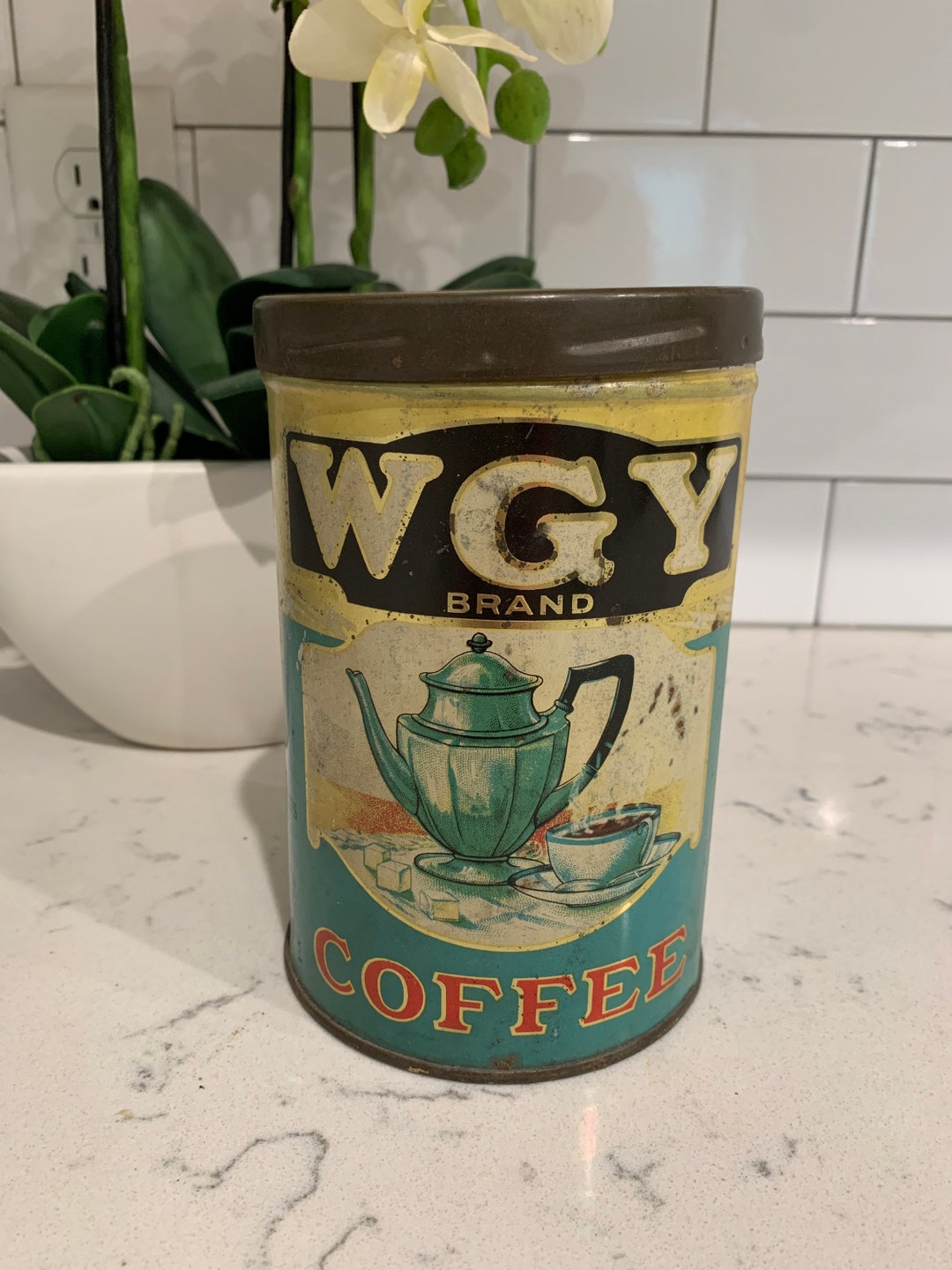 Vintage WGY Brand Coffee Can, Tin, 1 Pound, Schenectady, NY ...