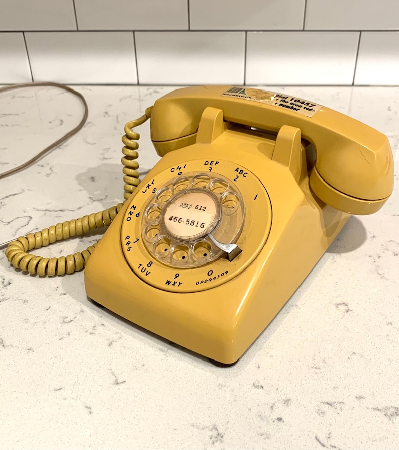 Yellow Rotary Desk Phone 1970s Mid Century Decor Hippie - Etsy