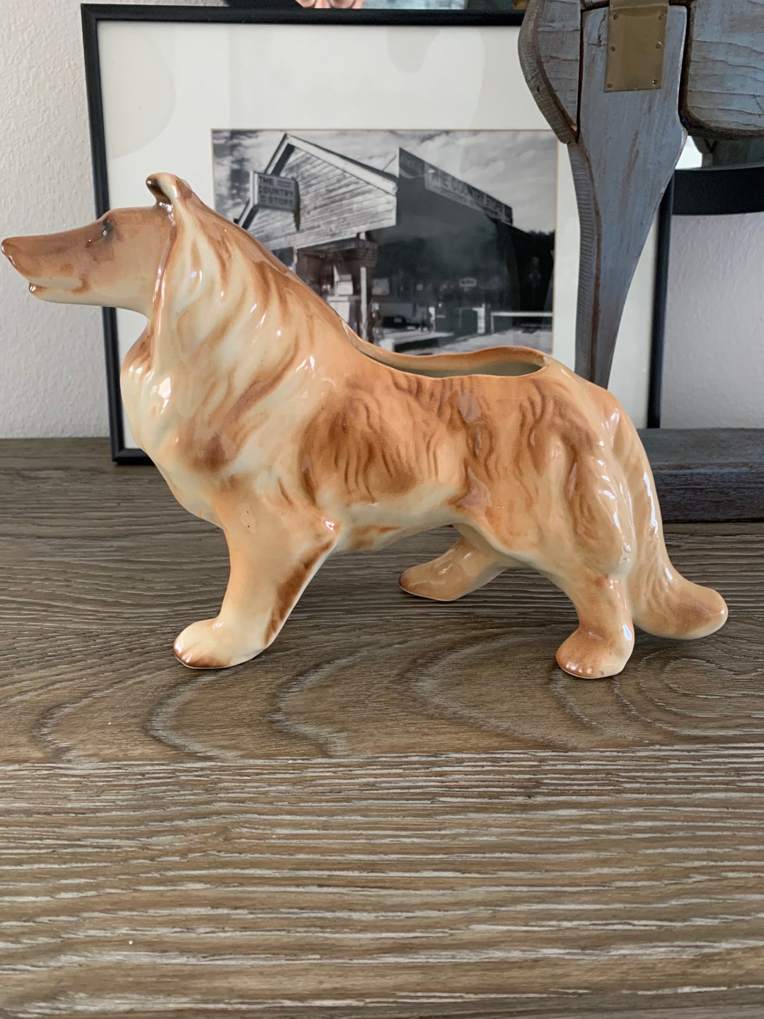 Vintage Ceramic Collie Dog Planter, Mid Century, Planter, Kitsch, Puppy ...