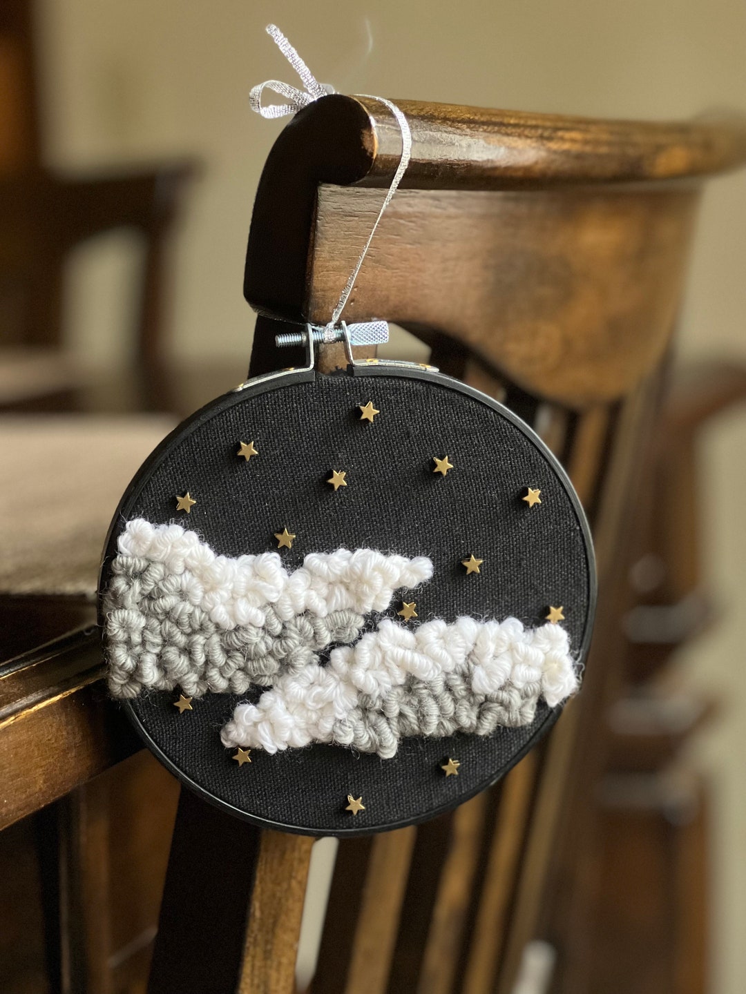 Night Sky Stars Clouds Embroidery Handmade Ready to Hang! - Etsy