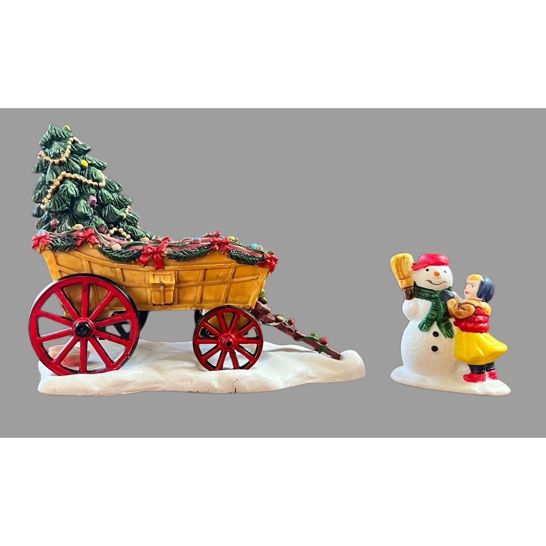 Lemax Village Collection FARM WAGON and Snowman Child Figurines People ...