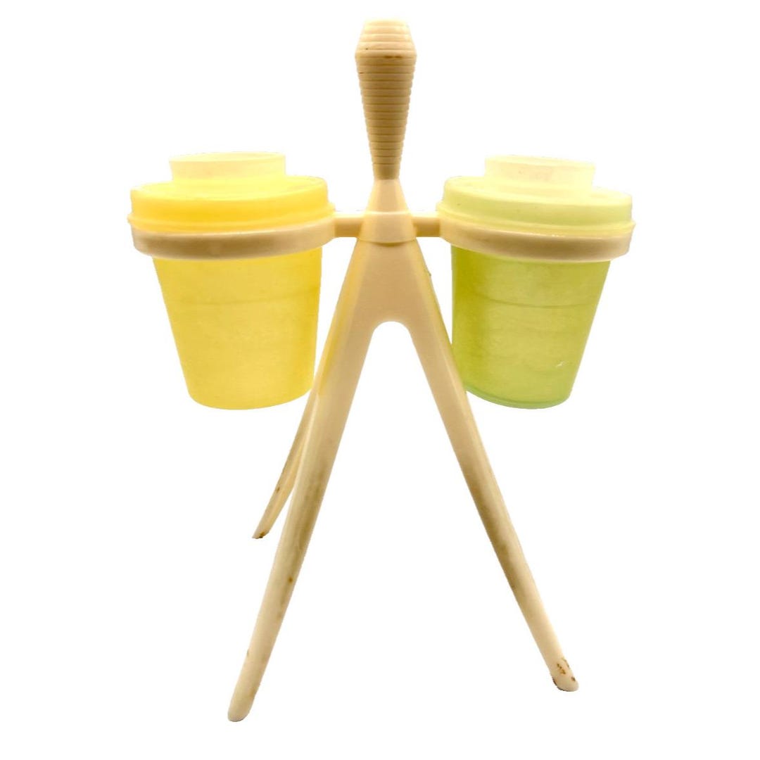 Vintage Atomic Tupperware Salt & Pepper Shakers With Tripod Stand NO ...