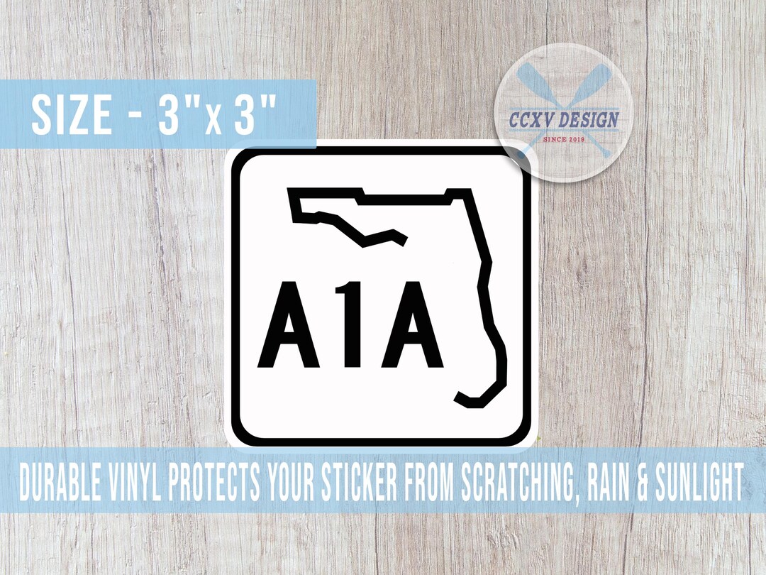 A1A Florida Road Sign Sticker | Travel Route Vinyl Decal - Etsy