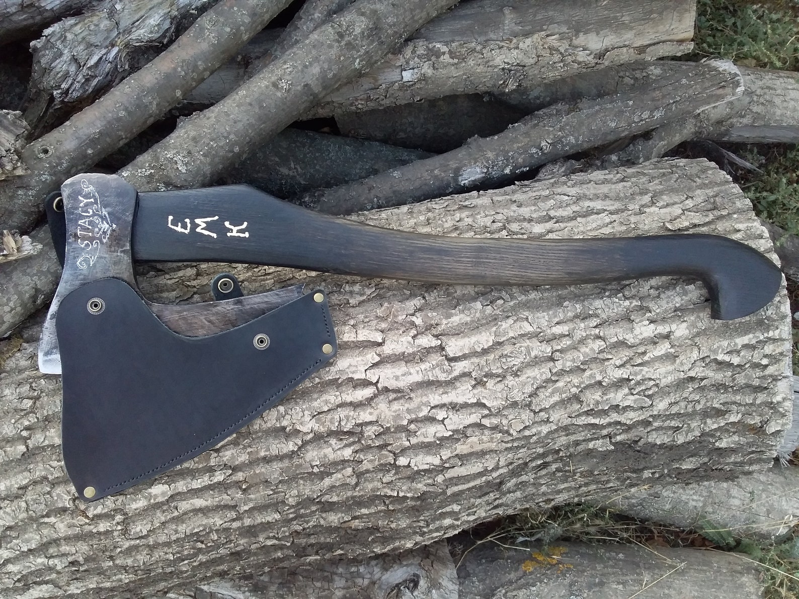 Bearded axe with leather sheath | Etsy