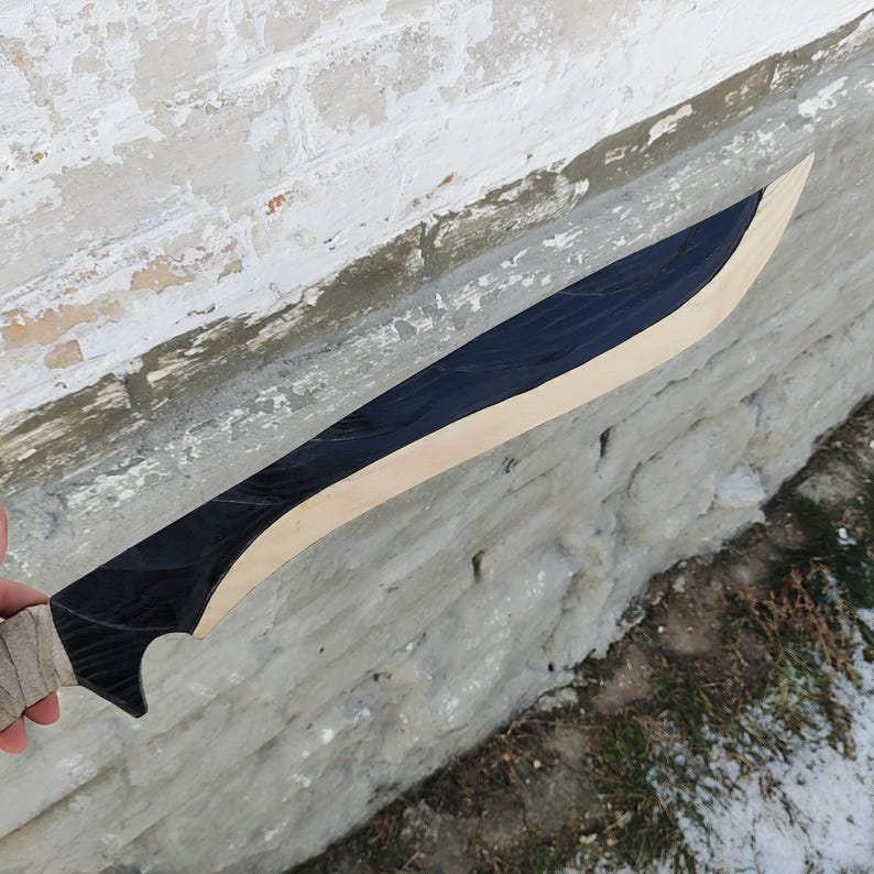 Handmade Wooden Fantasy Sword, Curved Blade, Medieval Decor - Etsy