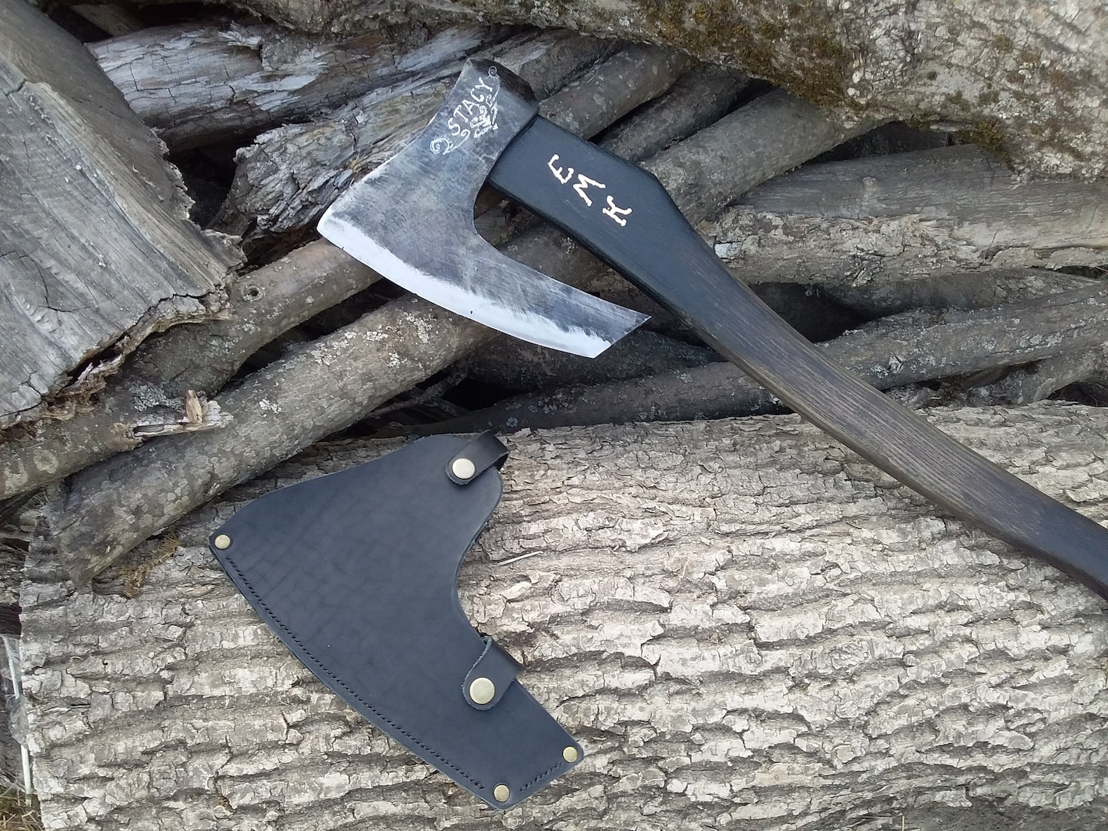 Bearded axe with leather sheath | Etsy