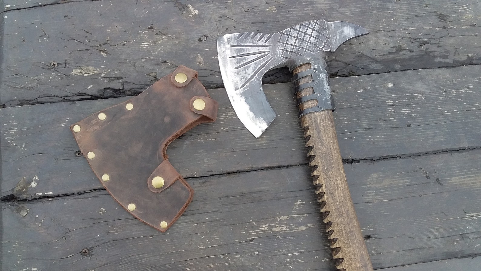 A Bearded Ax With a Hook and a Leather Sheath to Go With It | Etsy