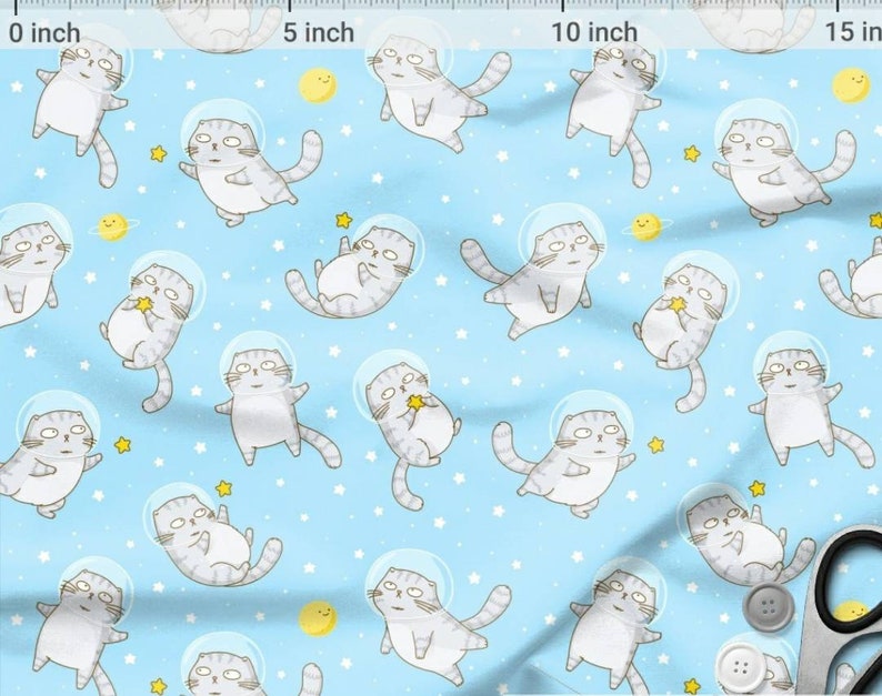 CAT FABRIC cat print fabric Cotton fabric by the yard dog | Etsy