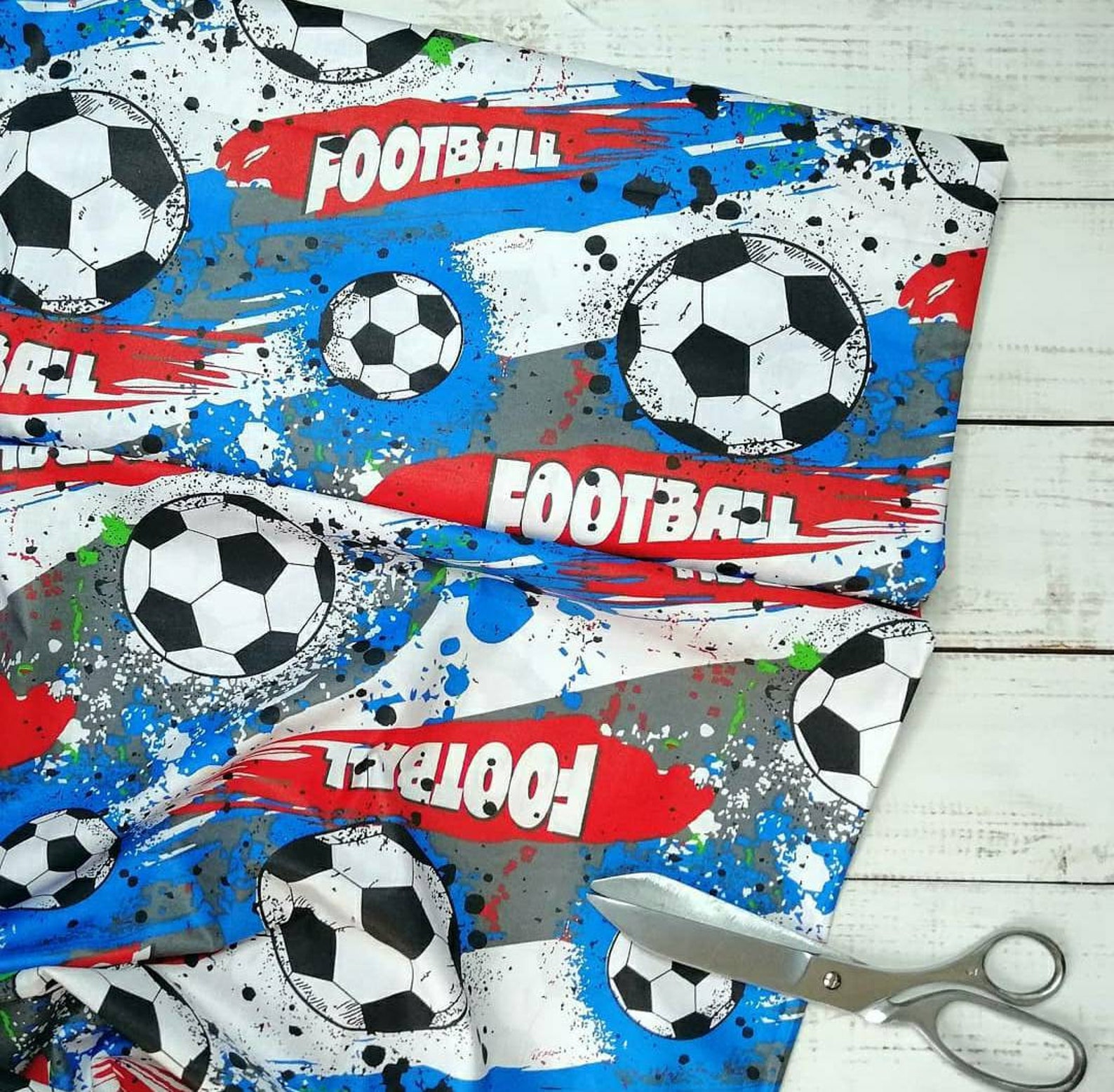 Football FABRIC cotton fabric by the yard ball fabric Baby | Etsy