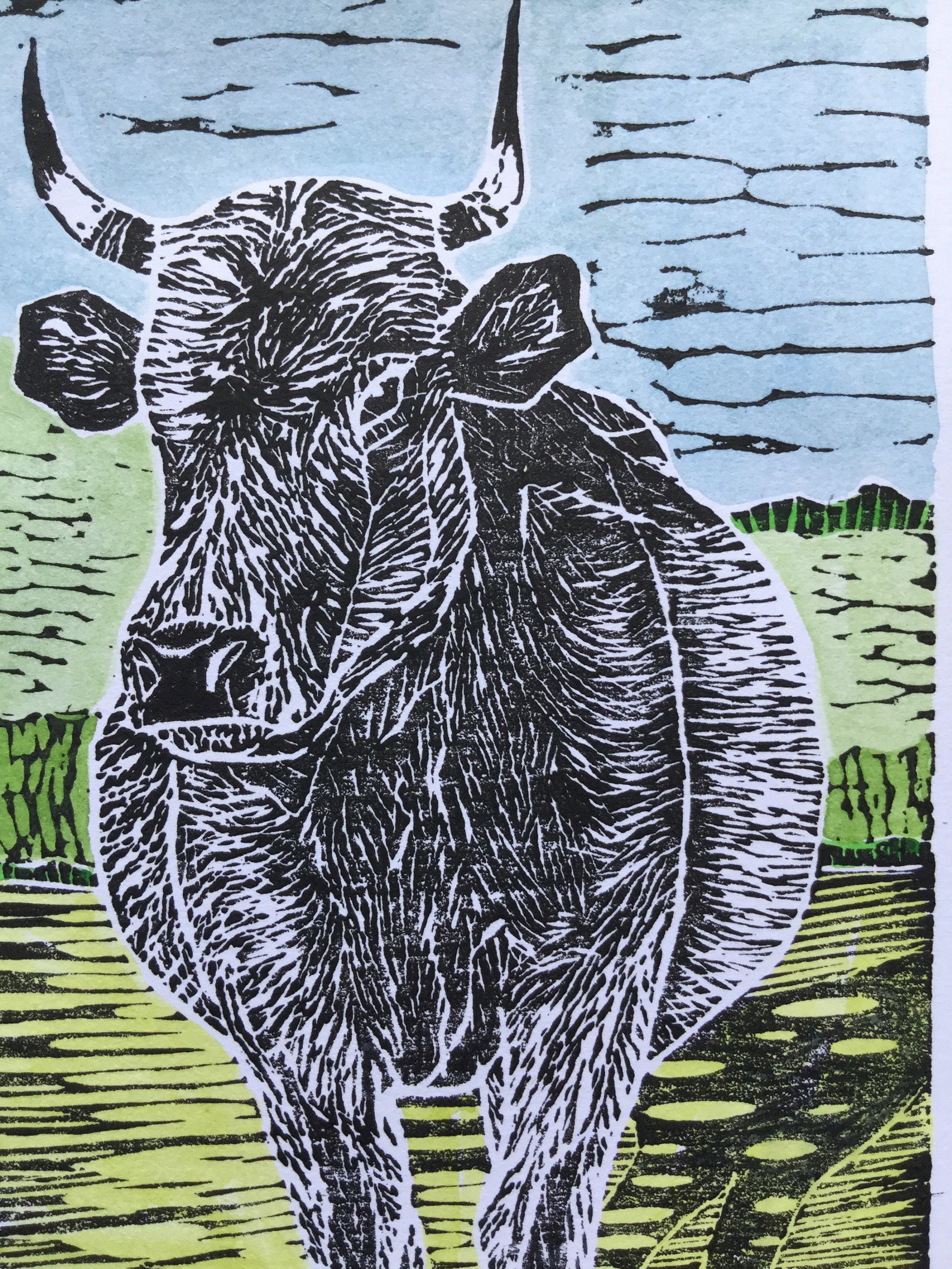 Black Cow Original Linocut Print - Etsy