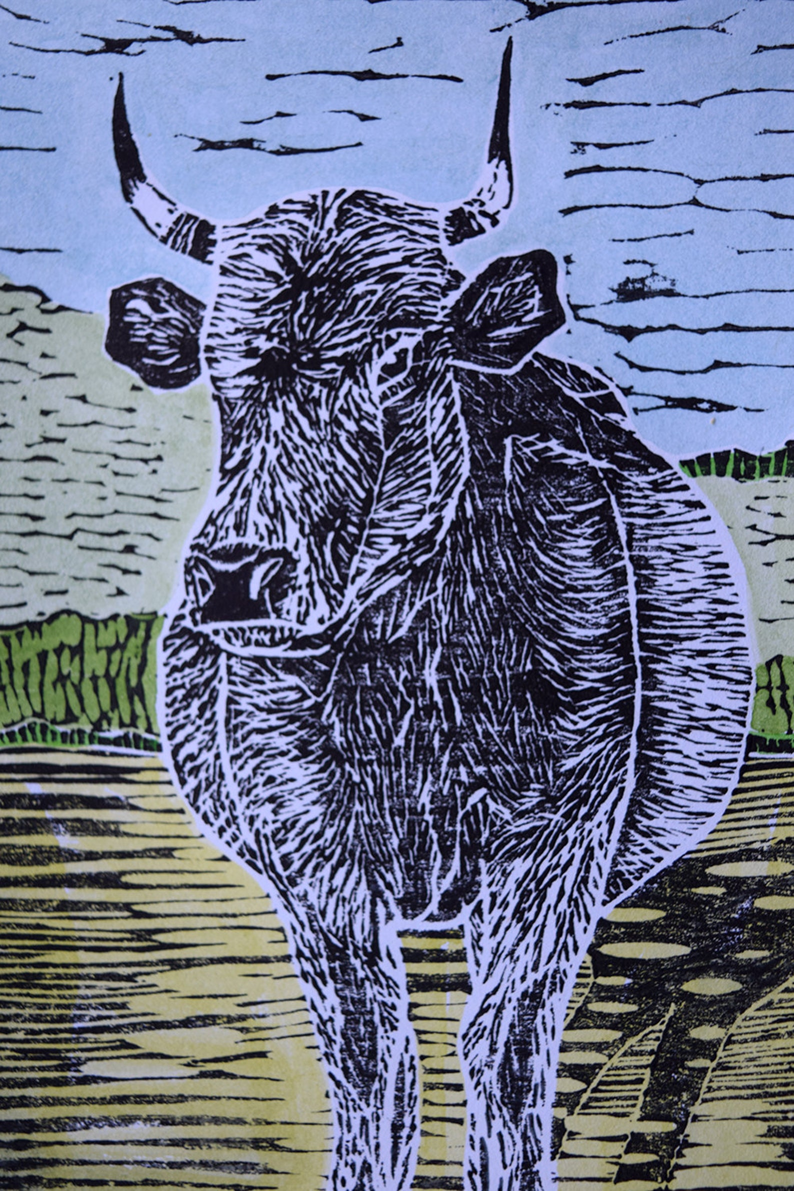 Black Cow Original Linocut Print - Etsy