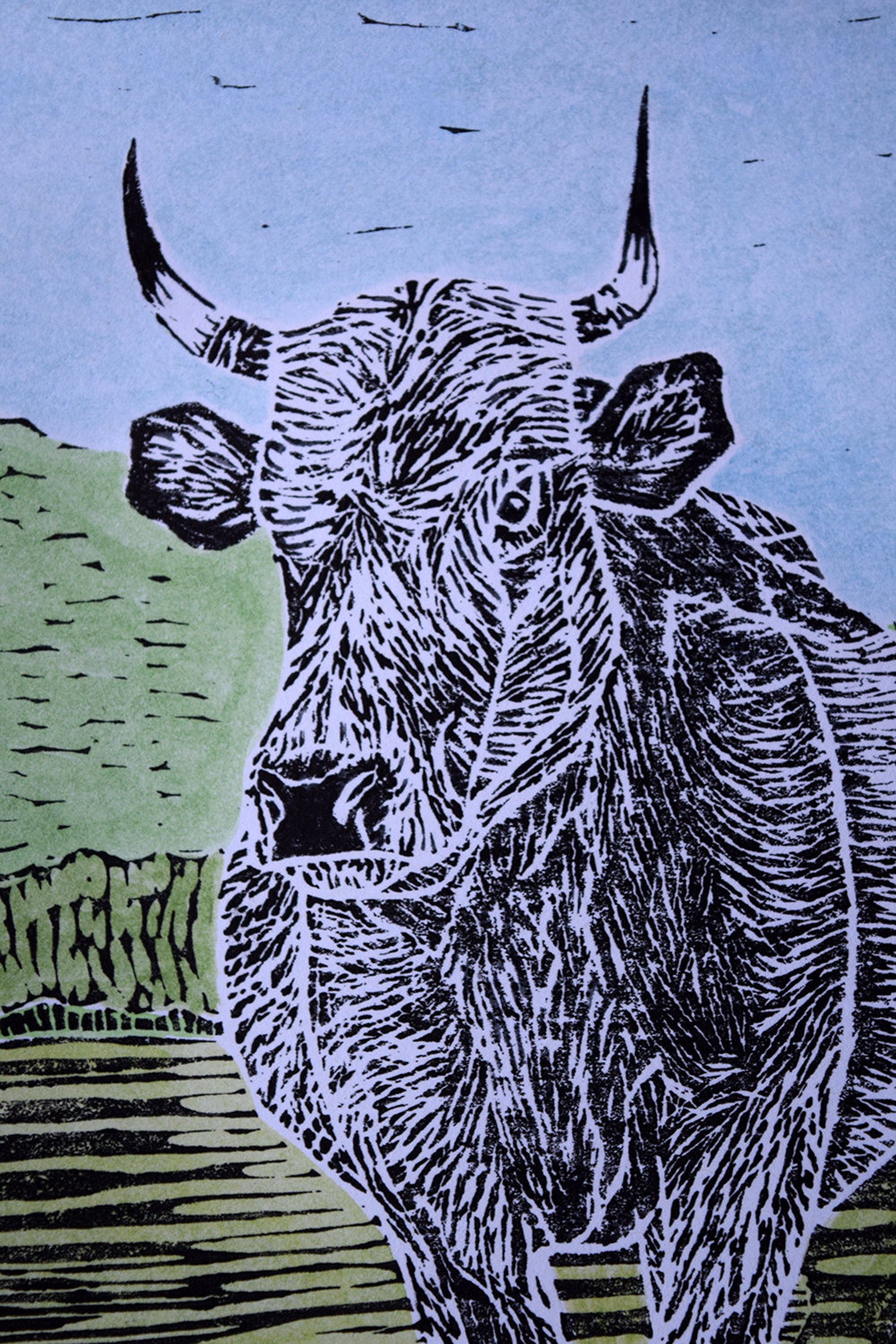 Black Cow Original Linocut Print - Etsy