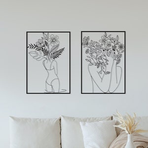 Female Body Wall Decor Set, Large Wall Decor, Metal Wall Art, Minimal ...