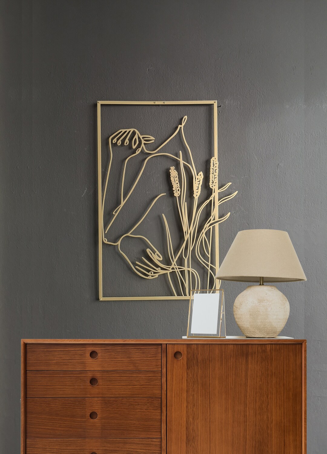 Woman Gold Wall Art, Framed Female Wall Decor, Floral Woman Body ...