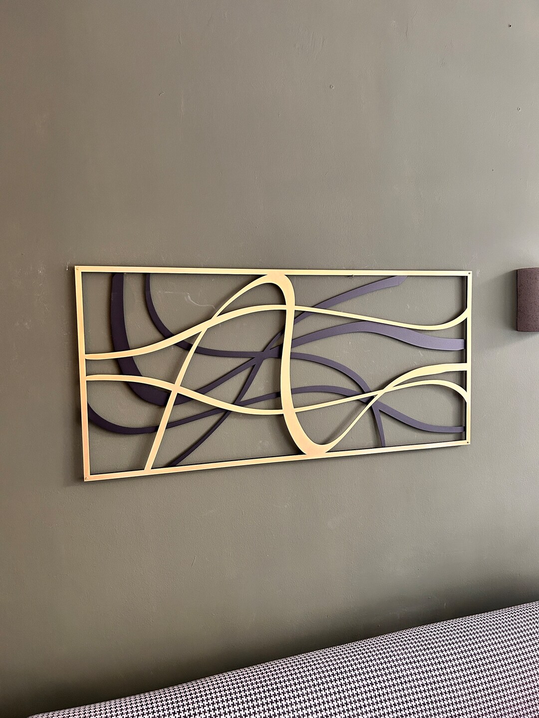 Oversize Abstract Metal Wall Art, Black and Gold Metal Decor, Modern ...