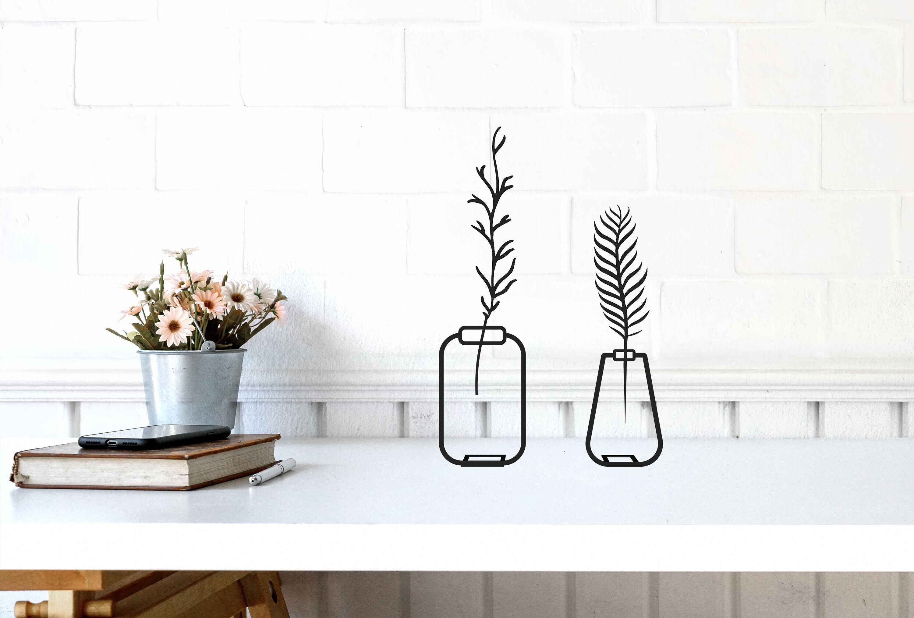 Modern Vase Modern Metal Vase Minimal Shelf Decor Metal Art | Etsy