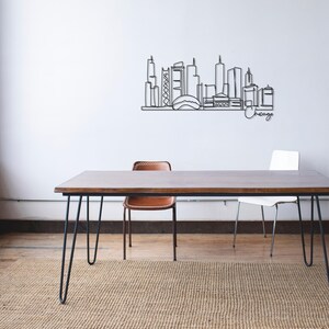Chicago Skyline Metal Art, Cityscape Wall Decor for Office, Modern ...