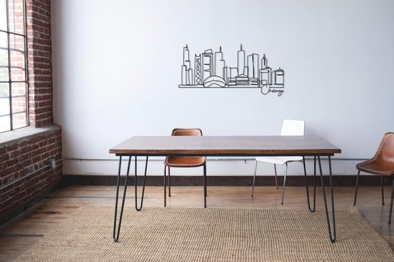 Chicago Skyline Metal Wall Art: Modern Cityscape Decor - Etsy